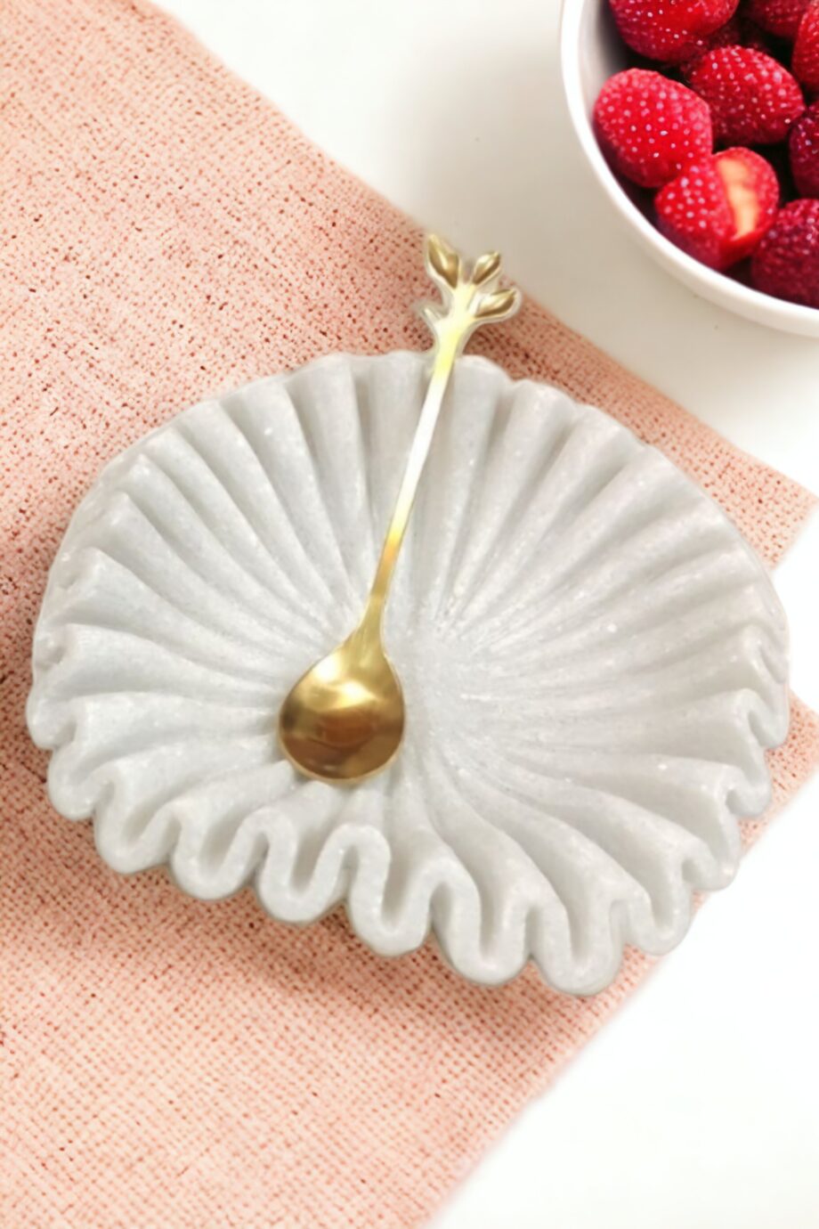 Handmade White Marble Ruffle Bowl - handmadezz.com